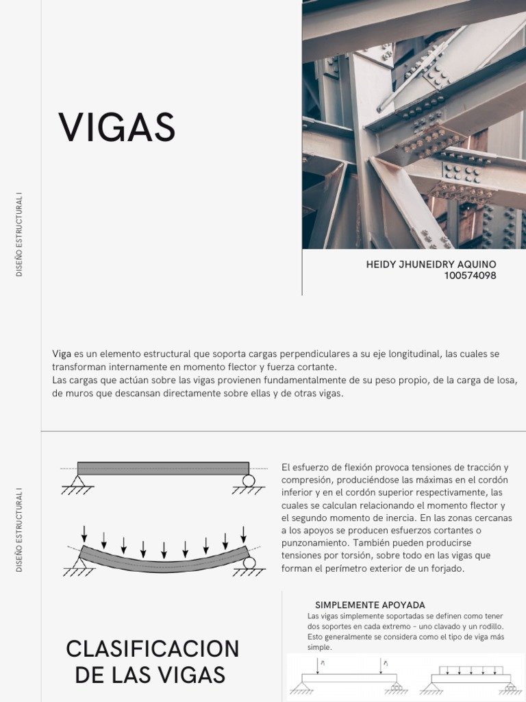 Diseño estructural de vigas: Clasificación, fuerzas internas y métodos para el cálculo de ...