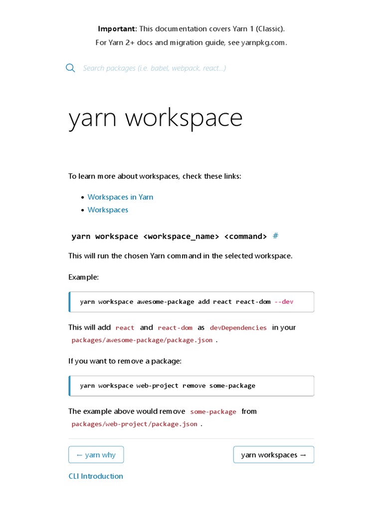Yarn Workspace Yarn | PDF