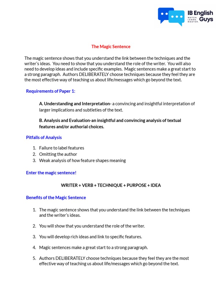 56 - The Magic Sentence (Analysis) | PDF