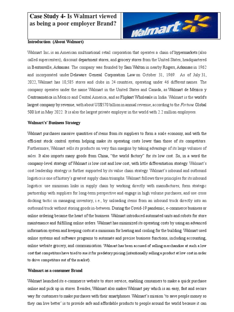 Walmart Case Study | PDF | Walmart | Retail