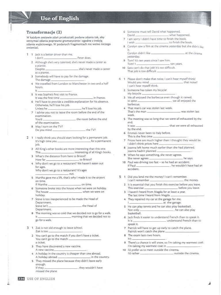 Zadania Angielski-5-7 TRANSFORMACJE | PDF
