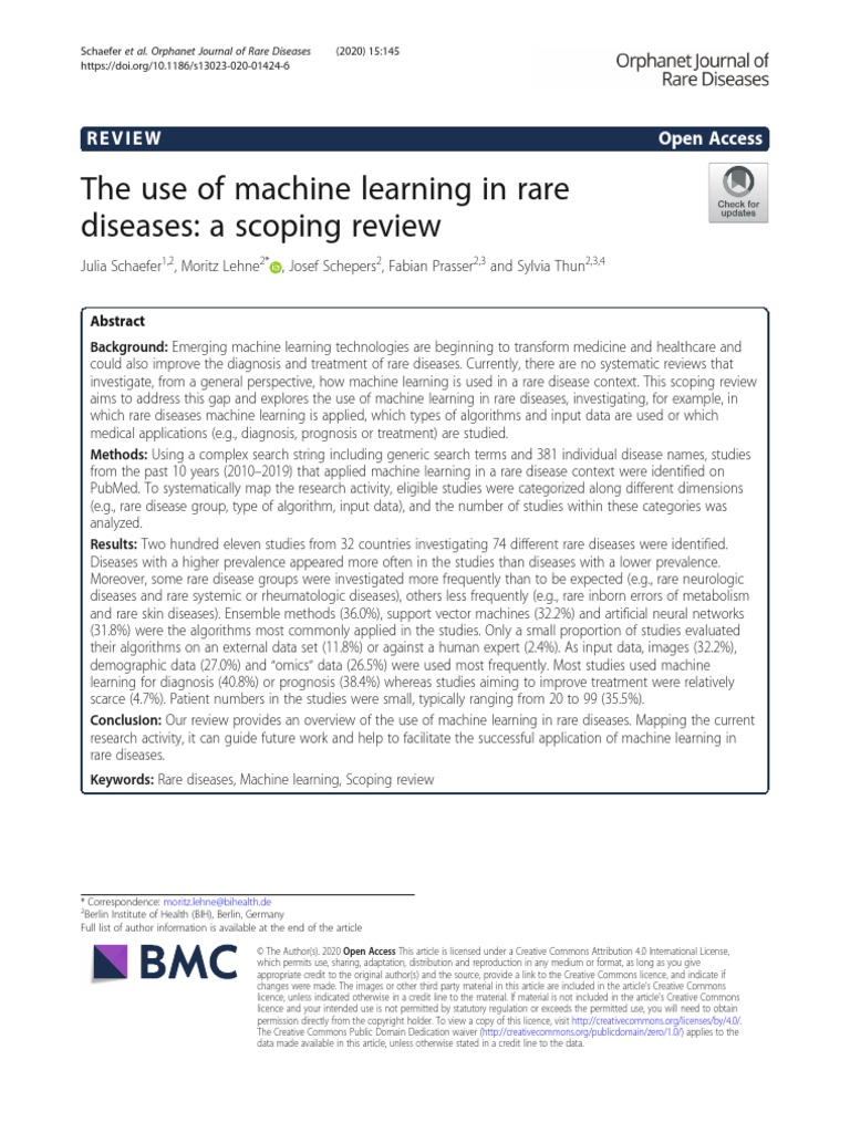 The Use of Machine Learning in Rare Diseases: A Scoping Review | PDF ...