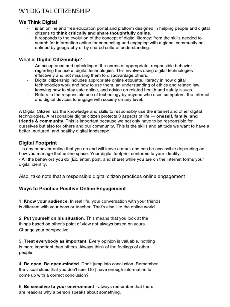 Understanding Digital Citizenship Essentials | PDF | Information ...