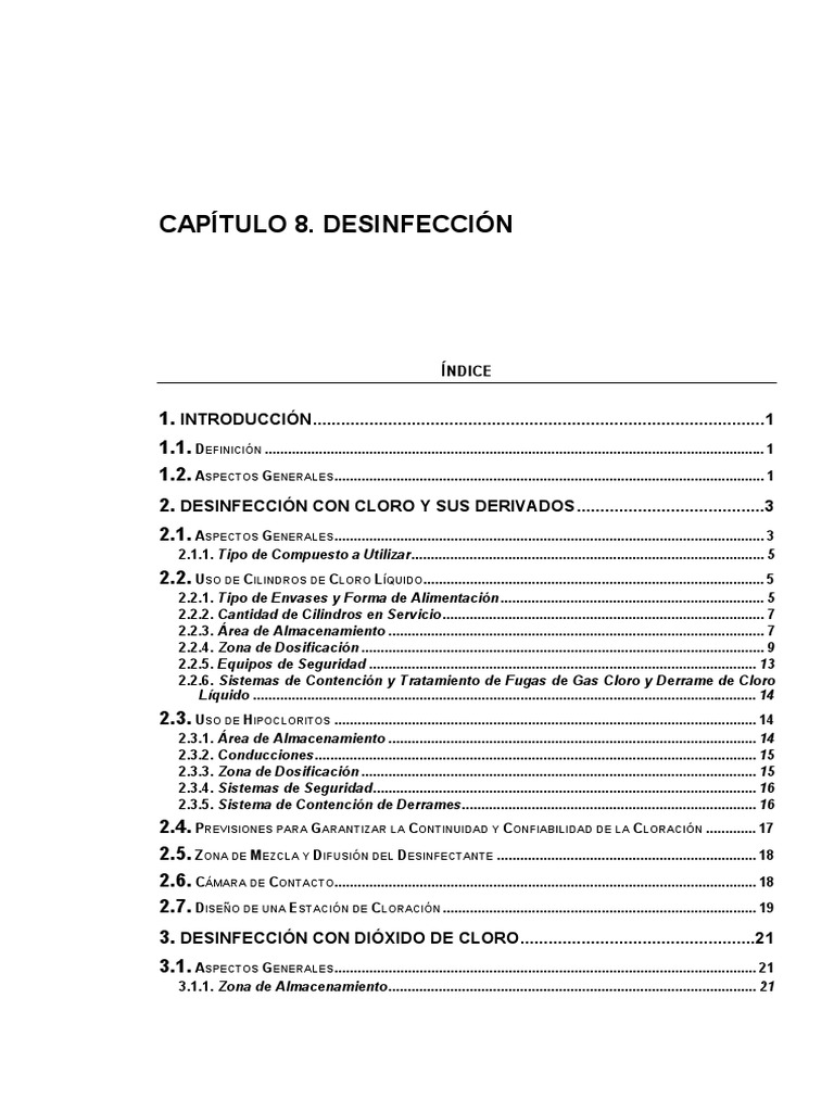 Capítulo 8. Desinfección: Ndice | PDF | Agua | Agua potable