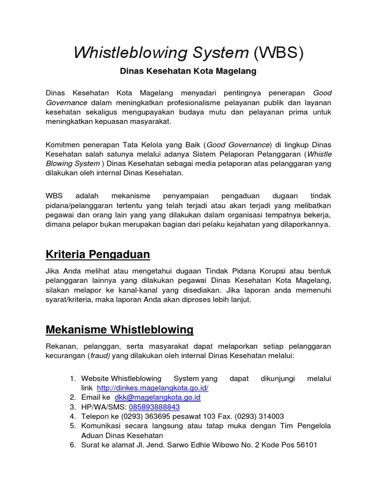 Whistleblowing System - WBS DKK 2022 | PDF