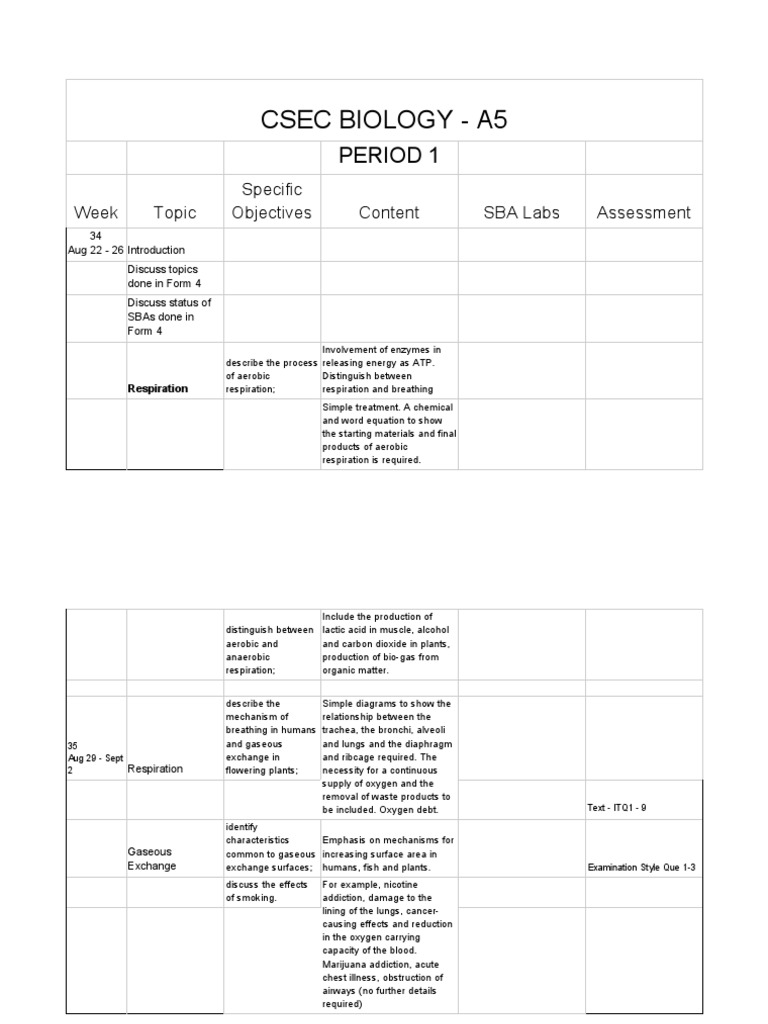 Csec A5 Bio | PDF | Respiratory System | Blood