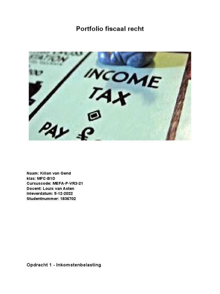 Portfolio Fiscaal Recht Defi | PDF