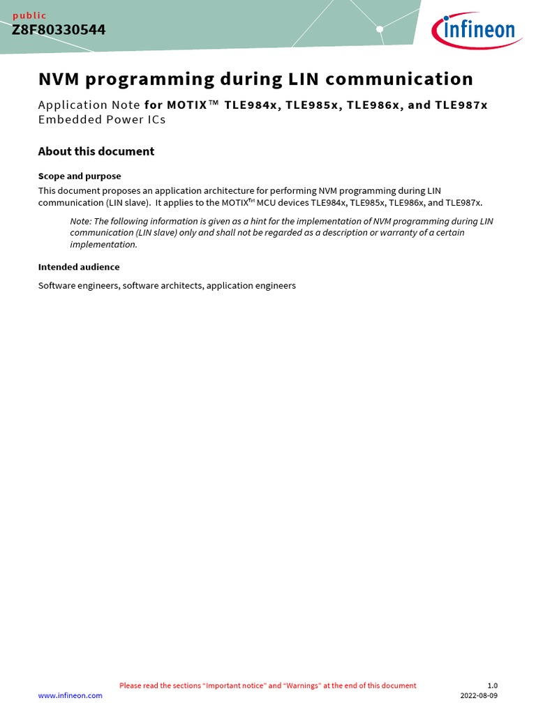 Infineon-TLE98xx NVM Programming During LIN communication ...