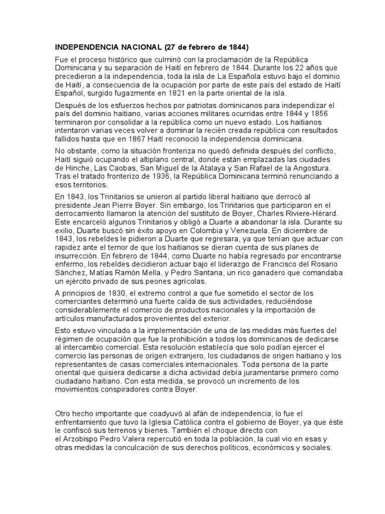 INDEPENDENCIA NACIONAL (27 de Febrero de 1844) | PDF | República ...
