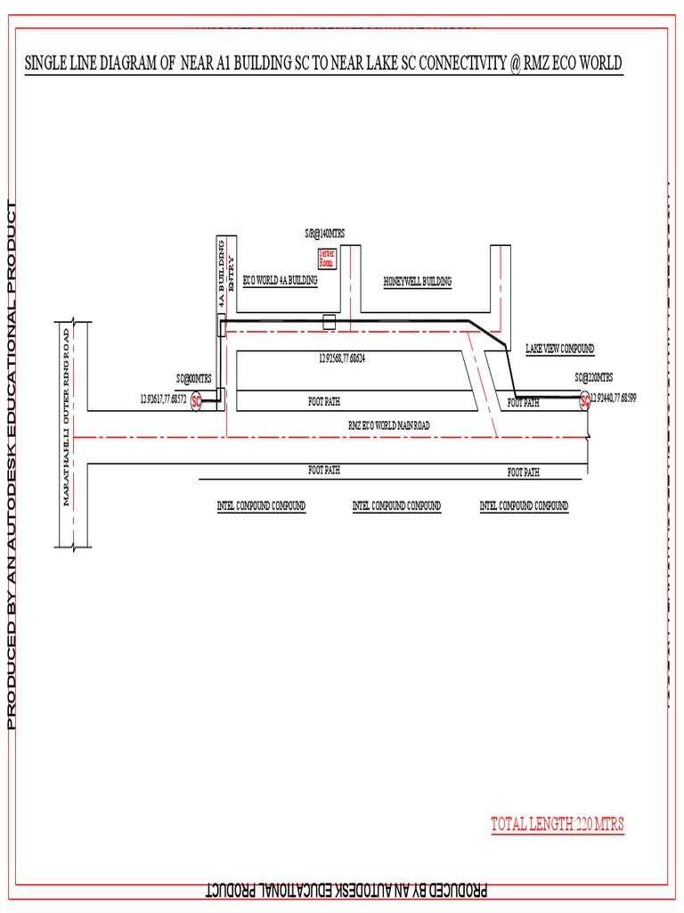 Single Line Diagram of Near A1 Building SC To Near Lake SC Connectivity at RMZ Eco World | PDF