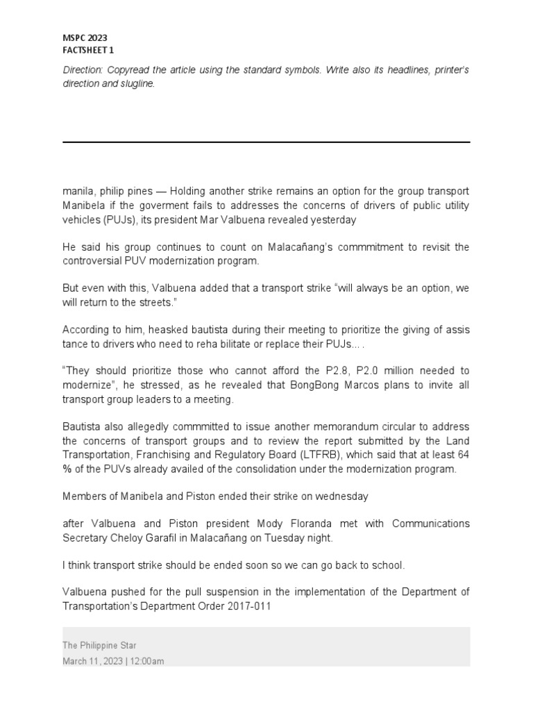 Copyreading English Factsheet1 | PDF