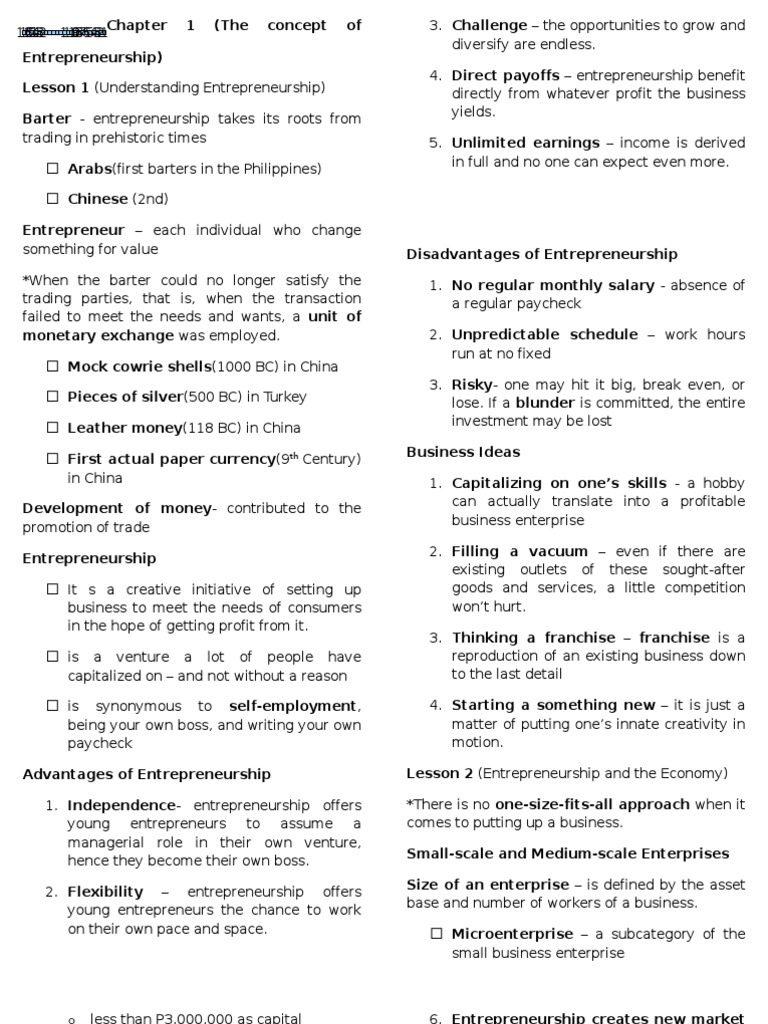 Reviewer in Entrep (1st Grading) | PDF | Franchising | Entrepreneurship