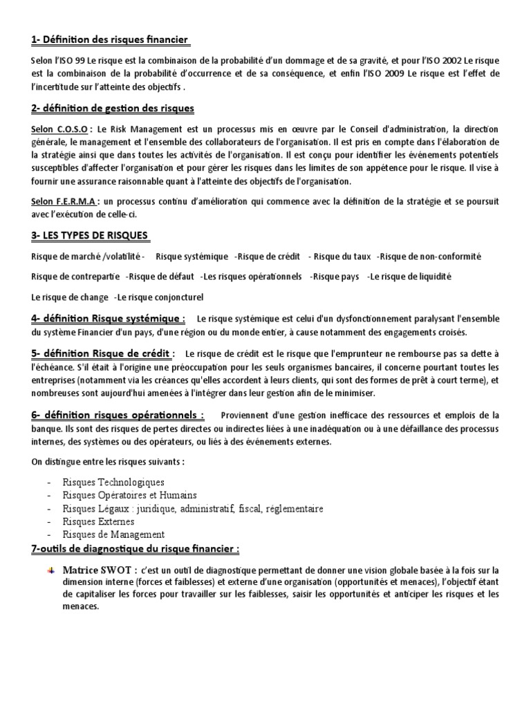 Types et gestion des risques financiers | PDF | Risque | Risque financier