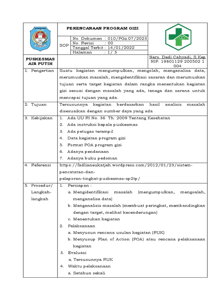 Perencanaan Program Gizi | PDF