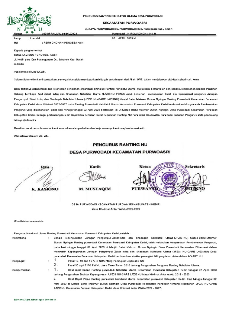 Pengajuan SK Jpjis Ngringin | PDF