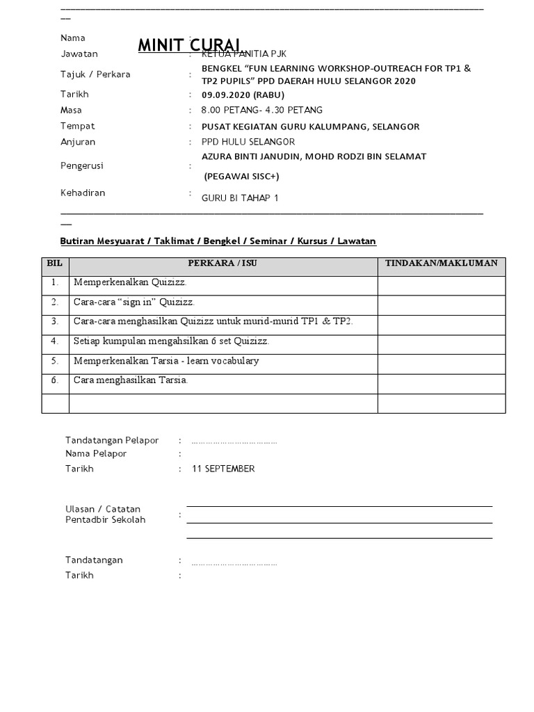 Minit Curai FUN LEARNING WORKSHOP X | PDF