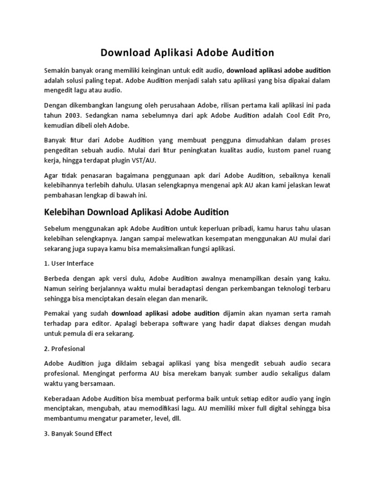 Aplikasi Adobe Audition | PDF | Komputer | Teknologi & Rekayasa