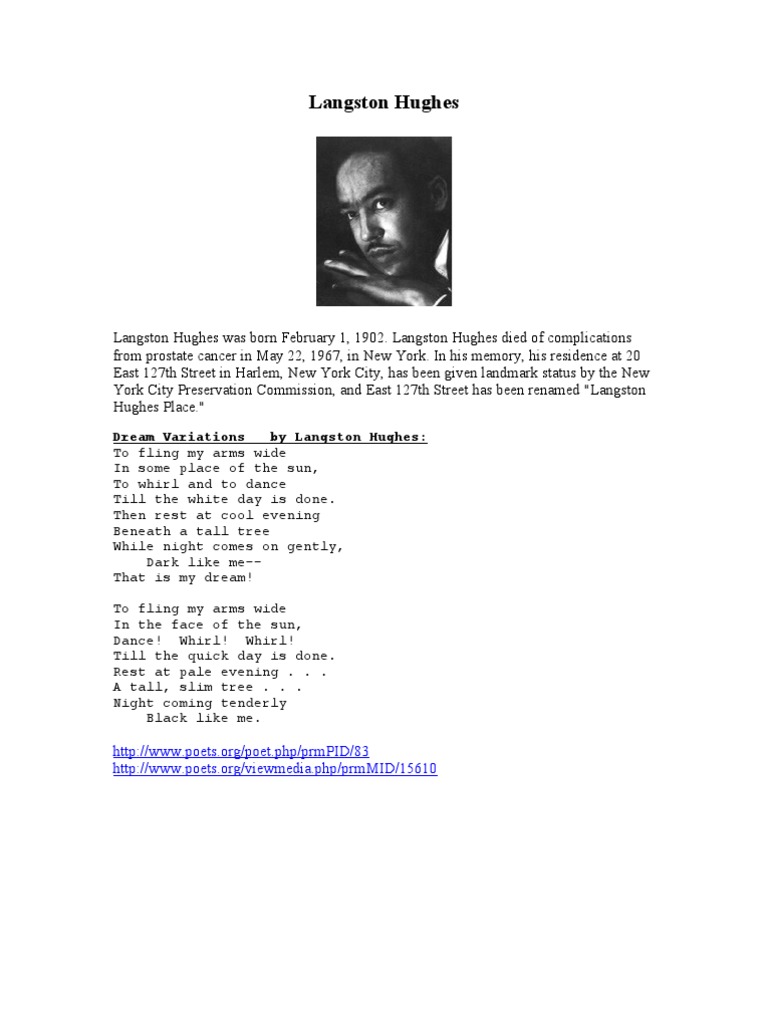 Dream Variations by Langston Hughes | PDF | William Shakespeare | T. S ...