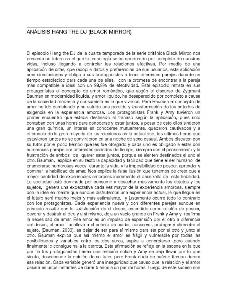 Análisis de "Hang the DJ" en Black Mirror | PDF | Amor