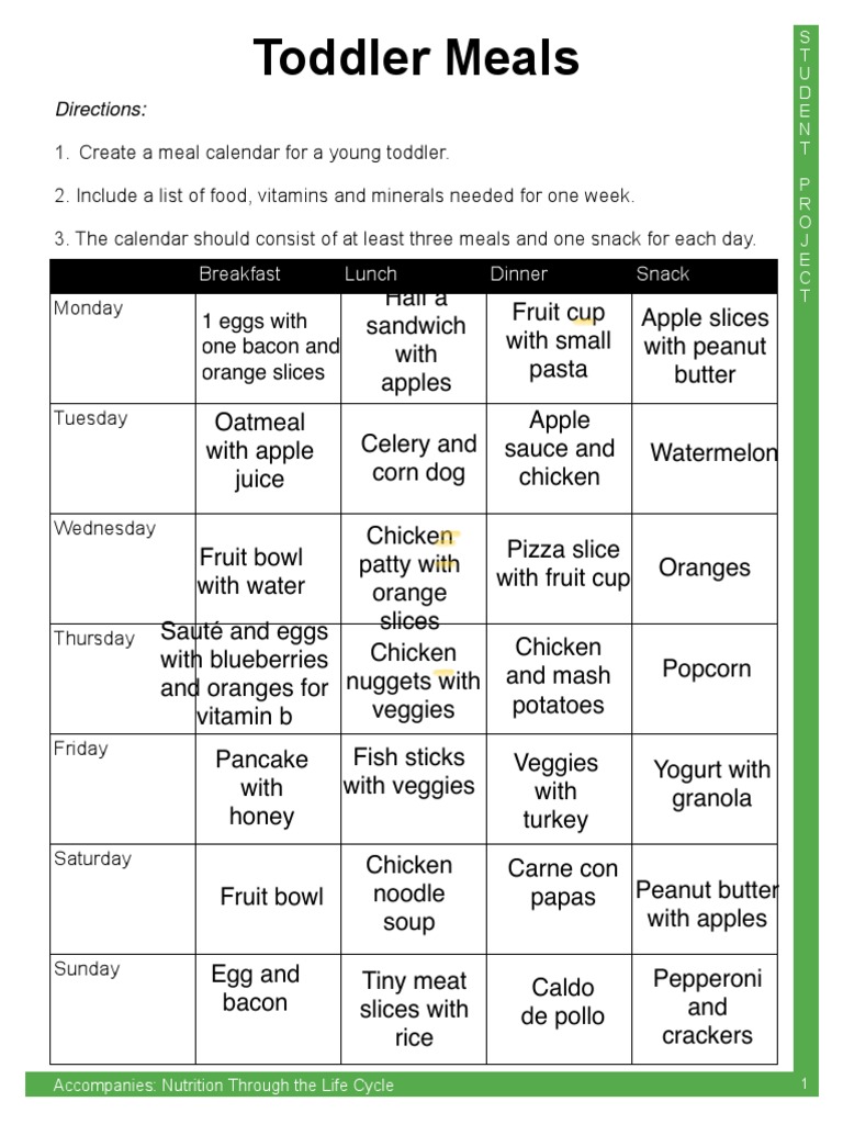 Project - Toddler Meals | PDF