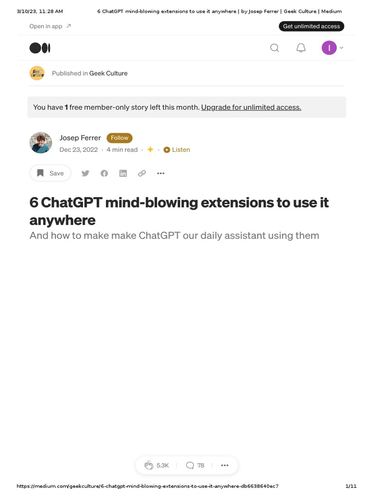6 ChatGPT Mind-Blowing Extensions To Use It Anywhere - by Josep Ferrer - Geek Culture - Medium ...