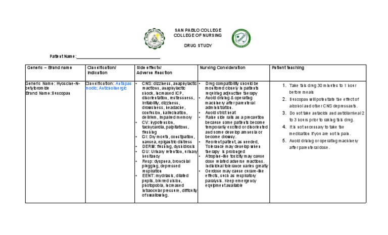 Hyoscine-N-Butylbromide Drug Study | PDF | Medicine | Medical Specialties