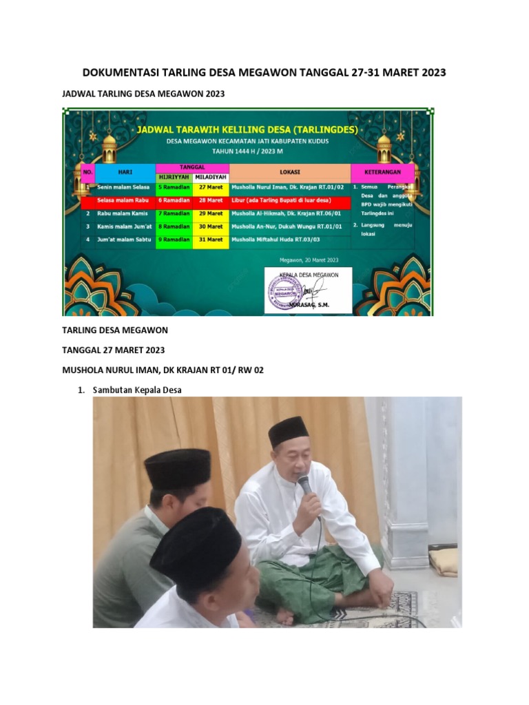 Dokumentasi Tarling Desa Megawon Tanggal 27 | PDF