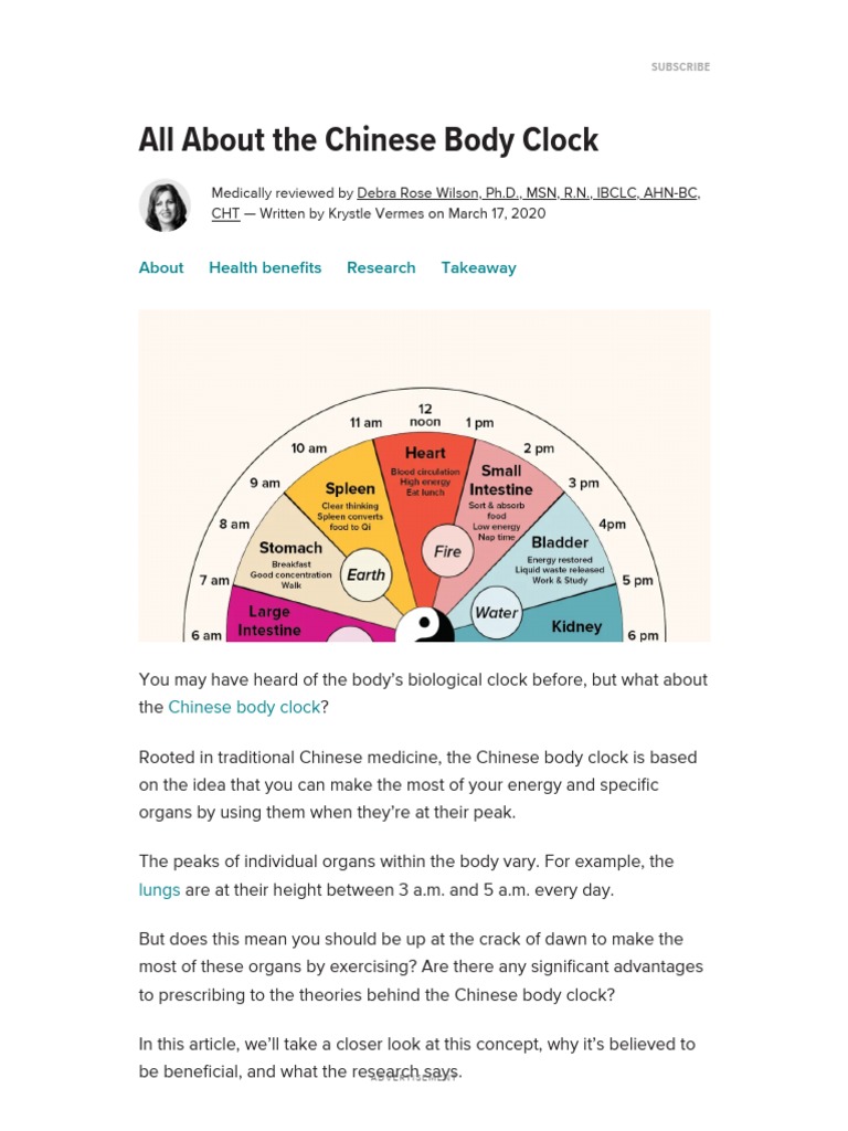 Chinese Body Clock - About, Benefits, Research | PDF | Traditional ...