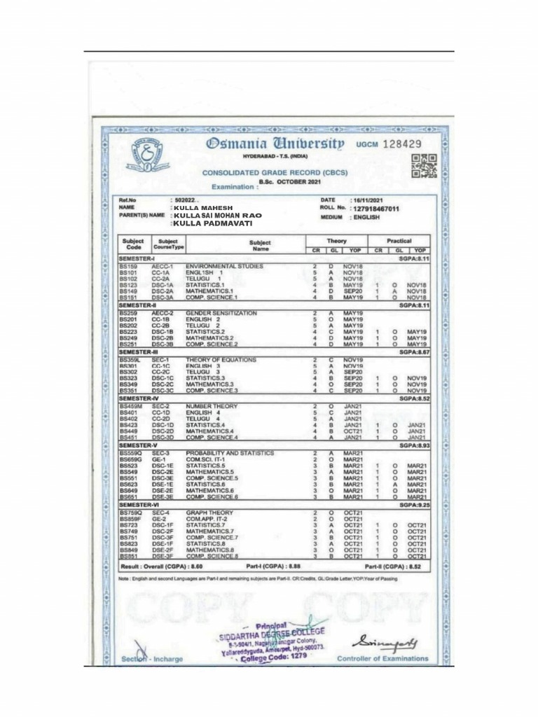Degree Certificate Usman University | PDF