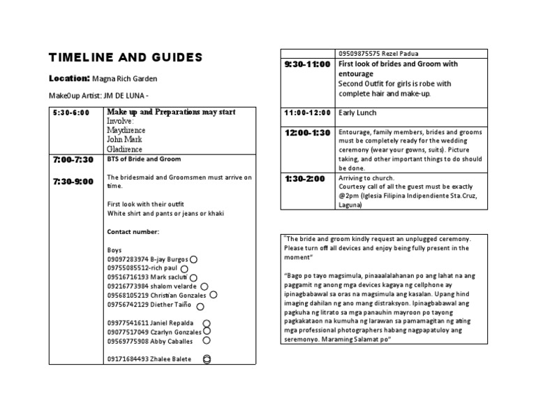 Timeline and Guides: Entourage | Download Free PDF | Social Conventions ...