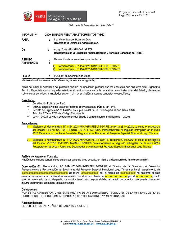 Informe de Devolucion de Requerimeinto | PDF | Gobierno