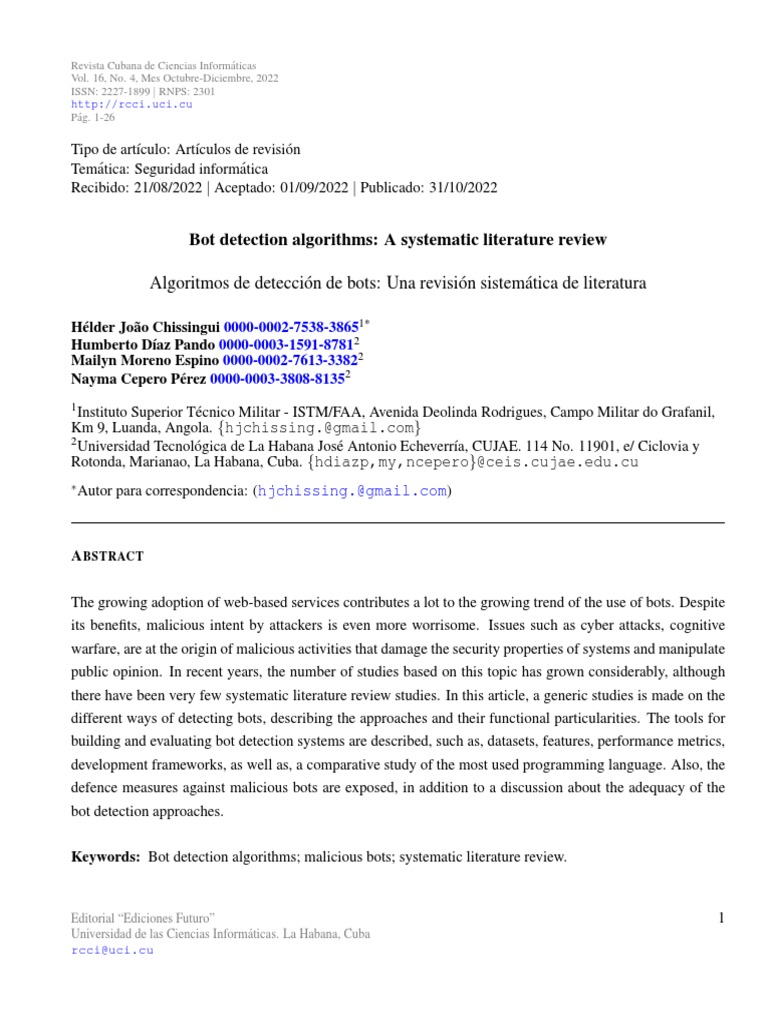 Bot Detection Algorithms Pdf Machine Learning Internet Bot