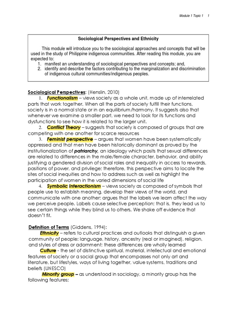 Sociological Perspectives: (Henslin, 2010) | PDF