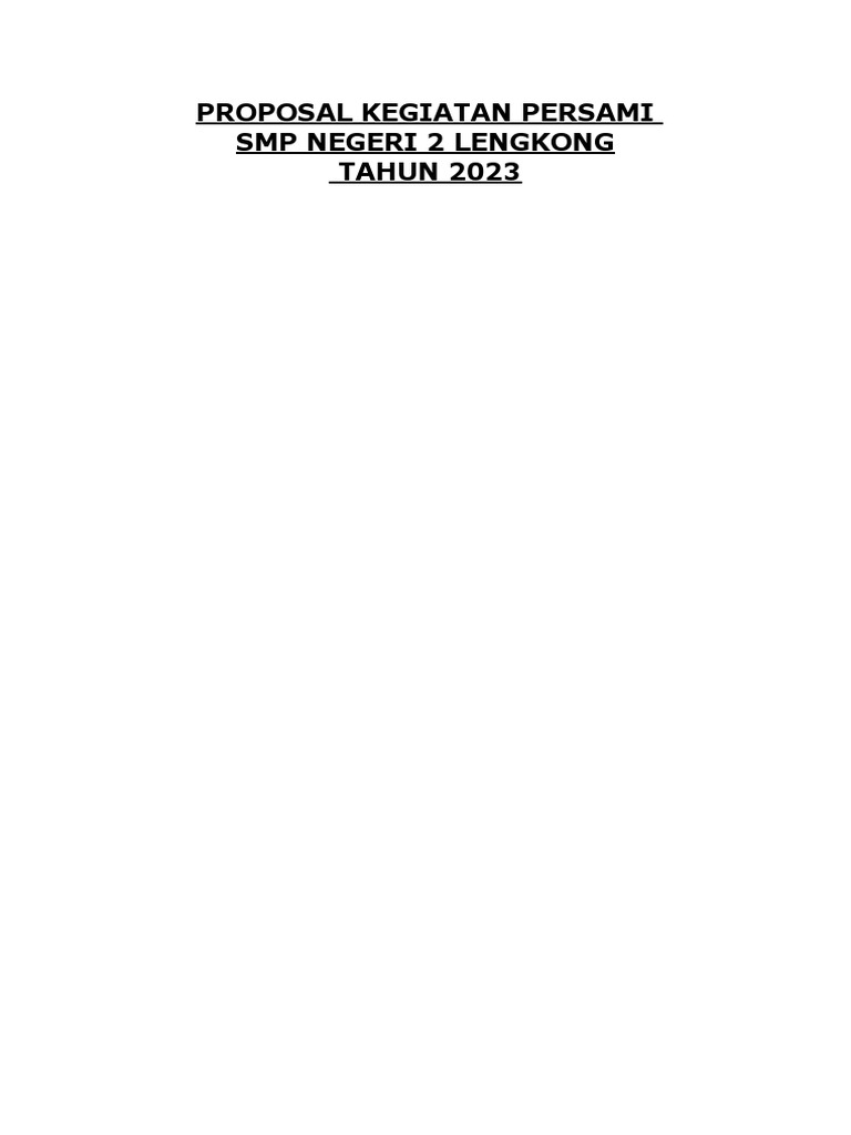 Proposal Kegiatan PERSAMI SMP 2023 | PDF