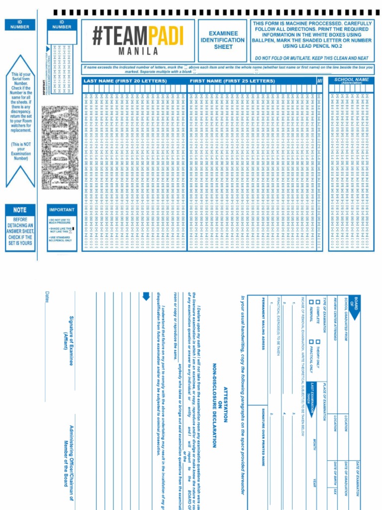Pre-Board Answer Sheet | PDF