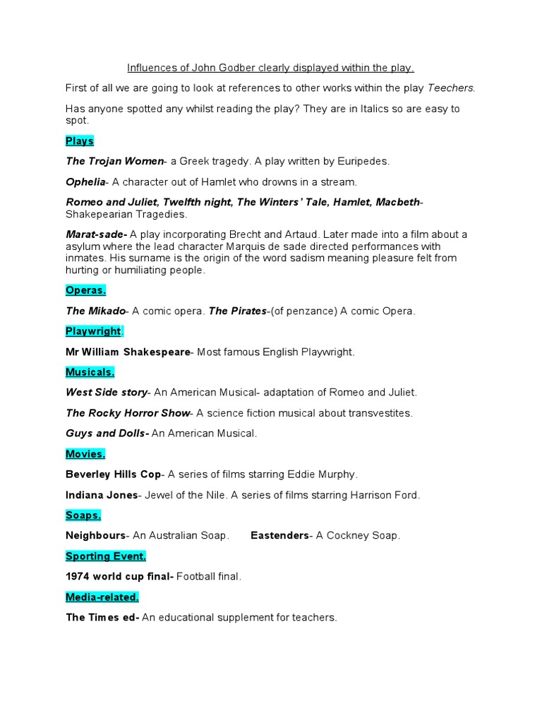 Background and Influences of John Godber | PDF | Entertainment ...