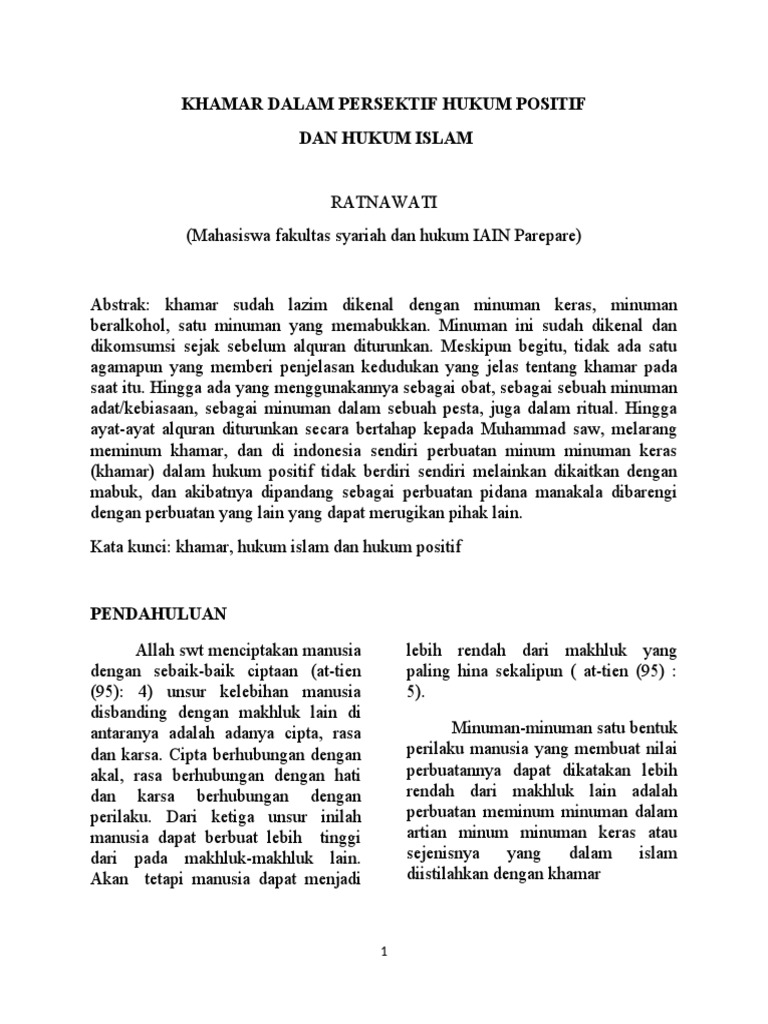 Hukum Khamar dalam Islam dan Positif | PDF | Pengembangan Diri | Agama ...