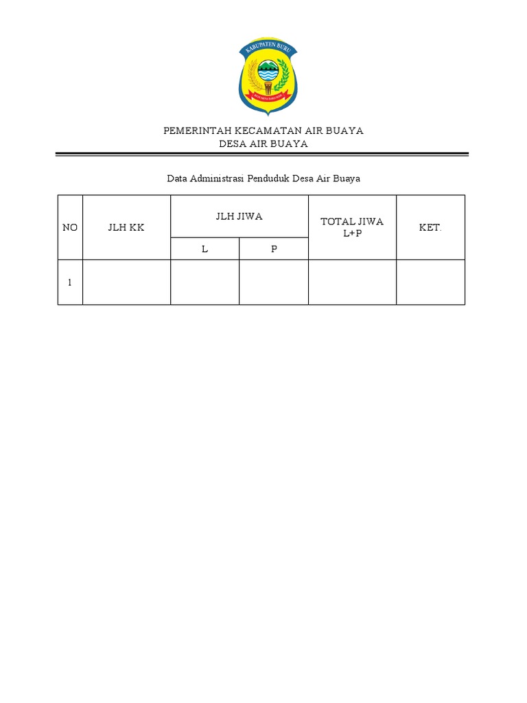Data Administrasi Penduduk Desa | PDF