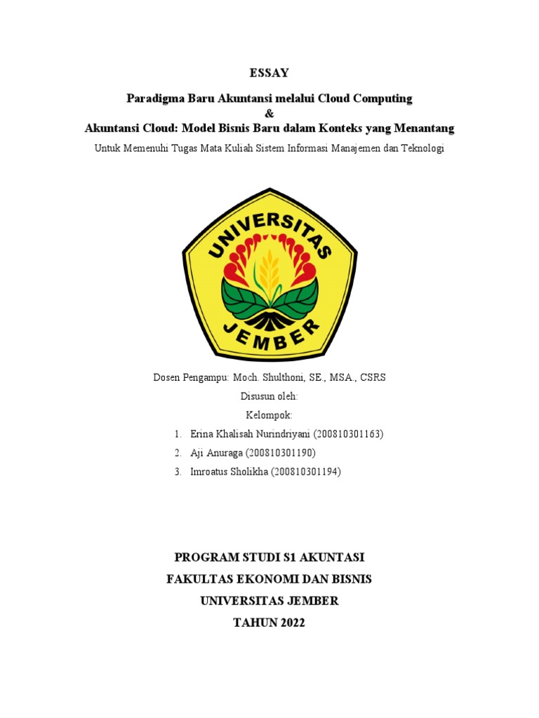 Tugas Essay Jurnal Cloud Accounting - Kelompok 4 - M | PDF | Bisnis ...