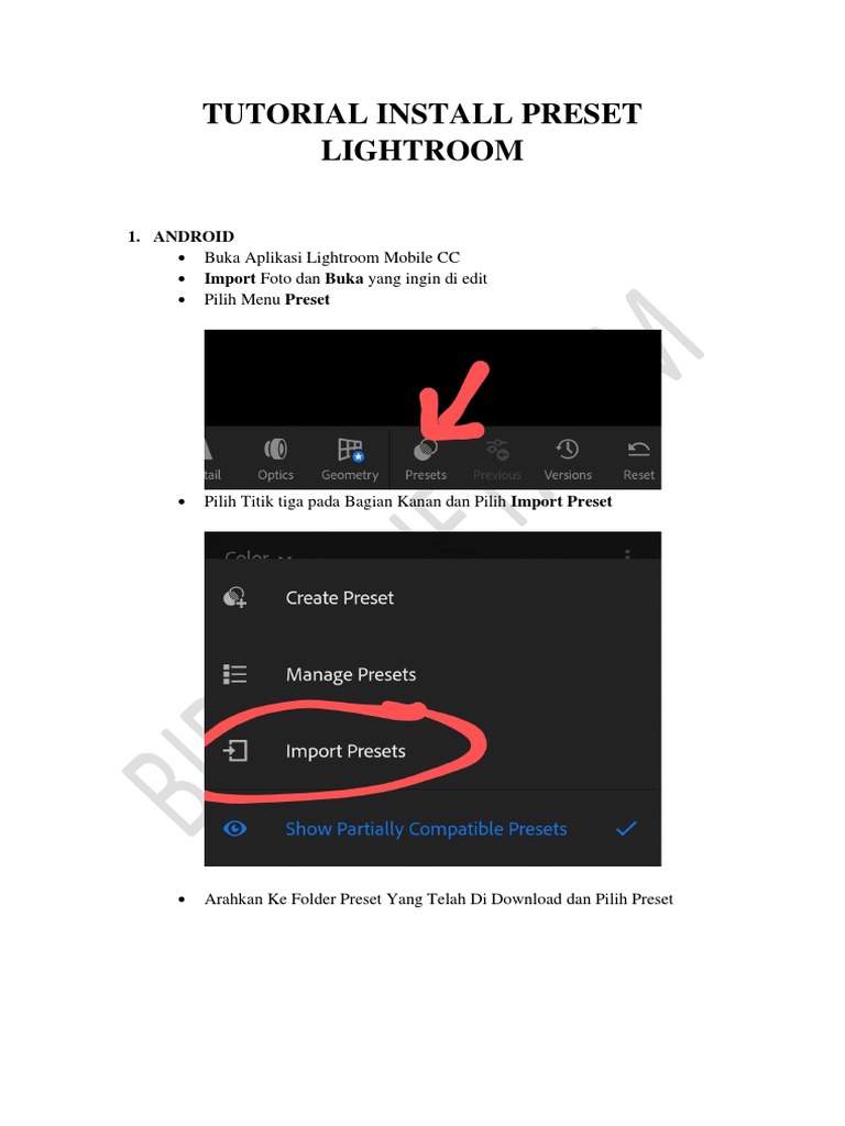 Cara Install Preset Lightroom Mudah | PDF