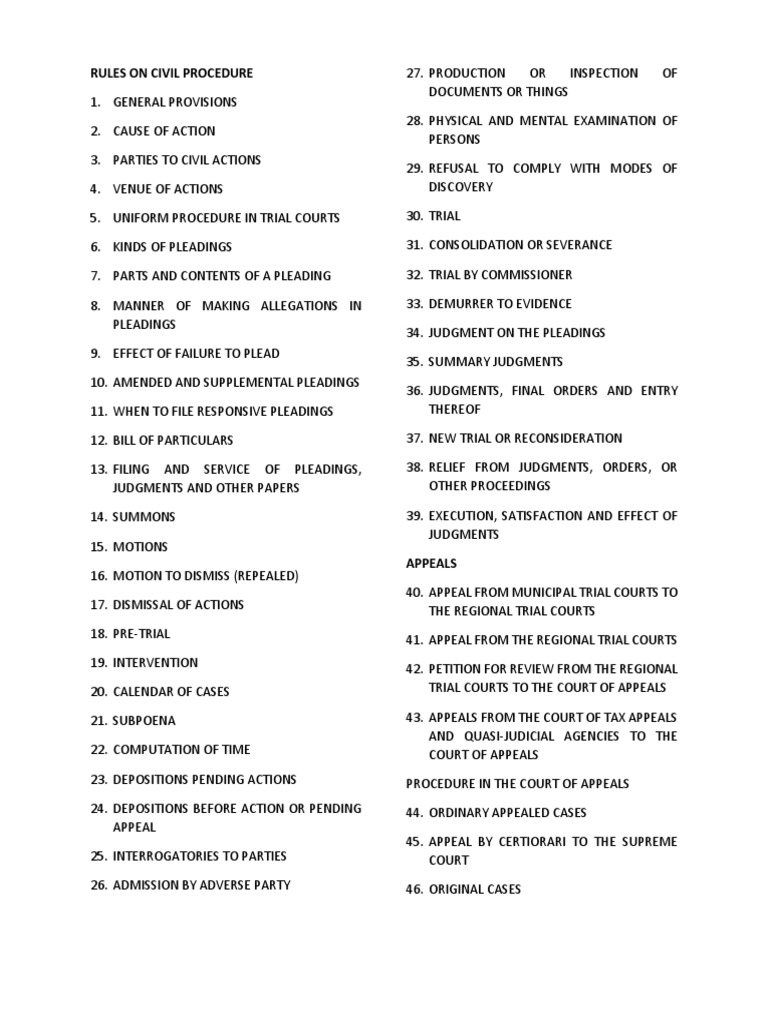 Civil Procedure Summary | Download Free PDF | Pleading | Evidence (Law)