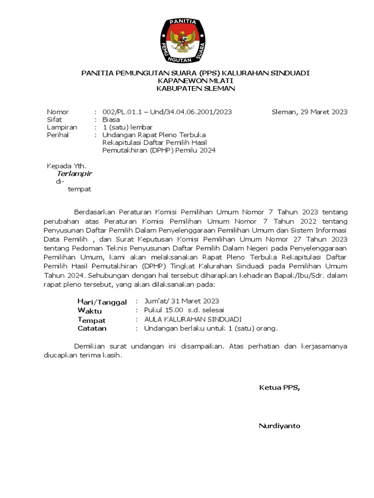 Undangan DPHP PPS | PDF | Politik