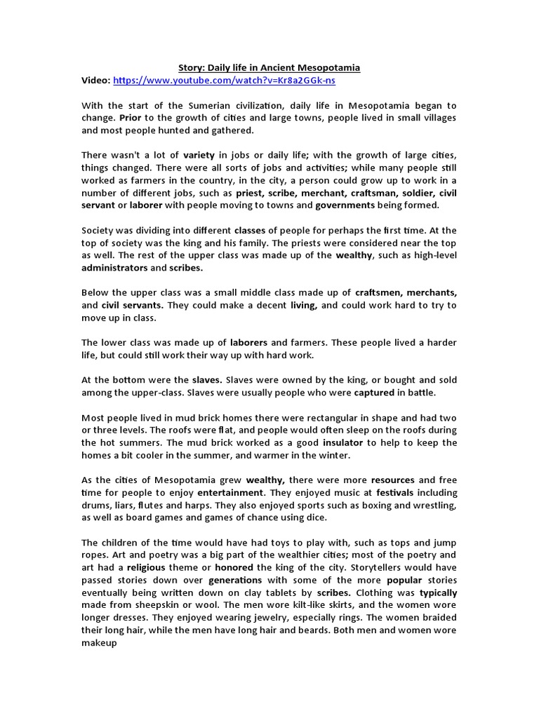 Daily Life in Ancient Mesopotamia | PDF