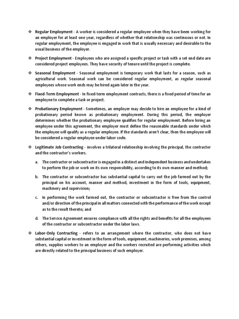 Nature of Employment | PDF | Employment | Industrial Relations