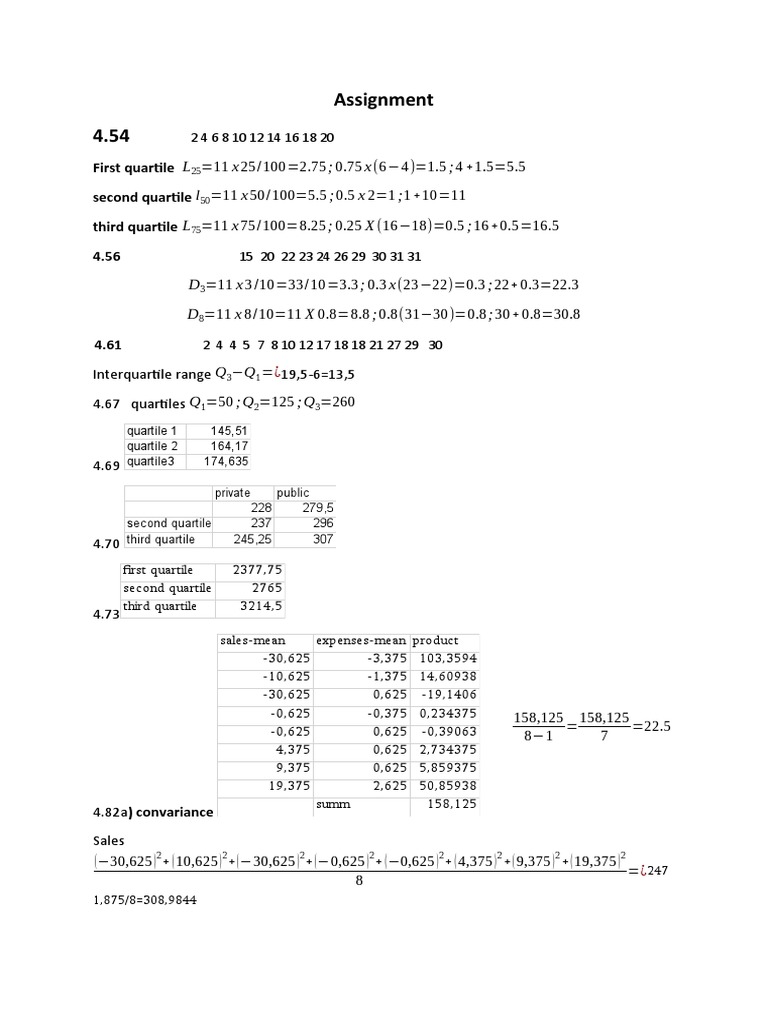 Assignment 4.54: First Quartile Second Quartile Third Quartile 4.56 | Download Free PDF ...