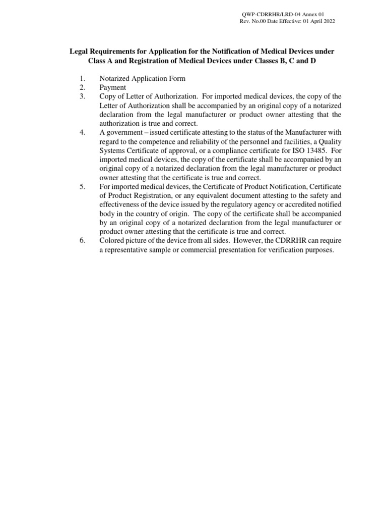 LRD 04 Annex 01 Legal Requirements CMDN | PDF
