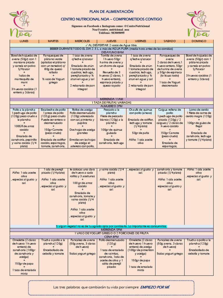 Plan de Alimentaciòn 2 | PDF | ensalada | Alimentos
