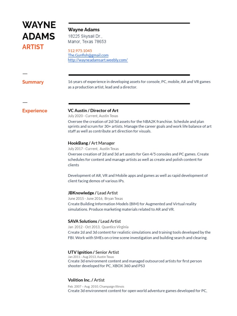Wayne Adams Resume 2022 | PDF | Virtual Reality | Computing