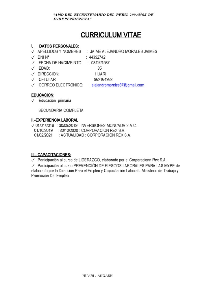 Currículum de Jaime Morales | PDF