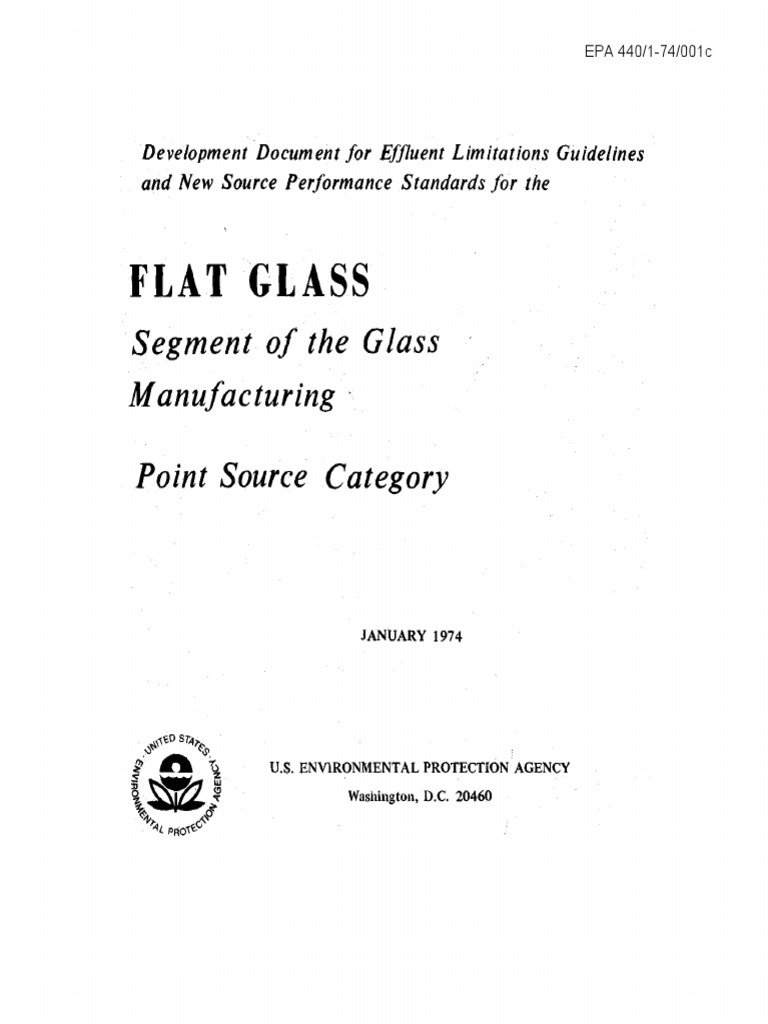 Flat Glass: Segment of The Glass Manufacturing, Point Source Category ...